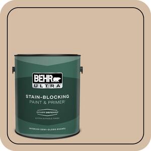 BEHR PREMIUM PLUS 1 qt. #PWL-86 Nutty Beige Satin Enamel Exterior Paint ...