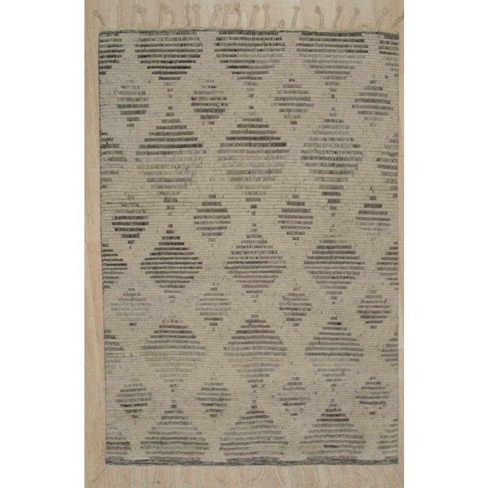 EORC Hand-Knotted Wool N.Beige 6 ft. x 8 ft. Transitional Modern Knot ...