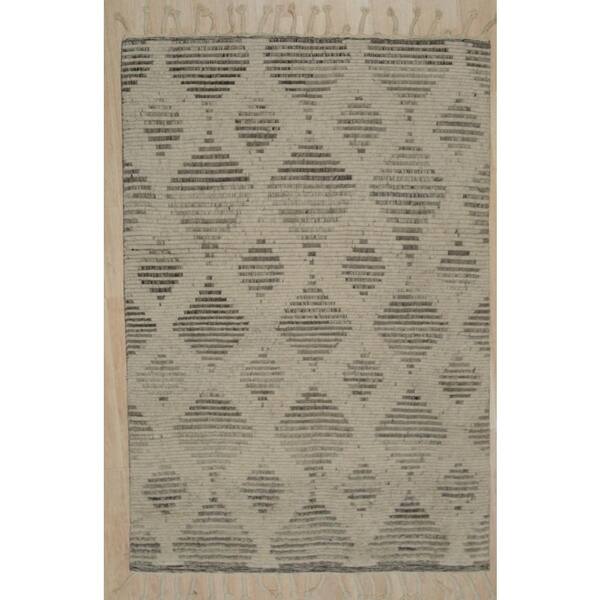 EORC Hand-Knotted Wool N.Beige 6 ft. x 8 ft. Transitional Modern Knot ...
