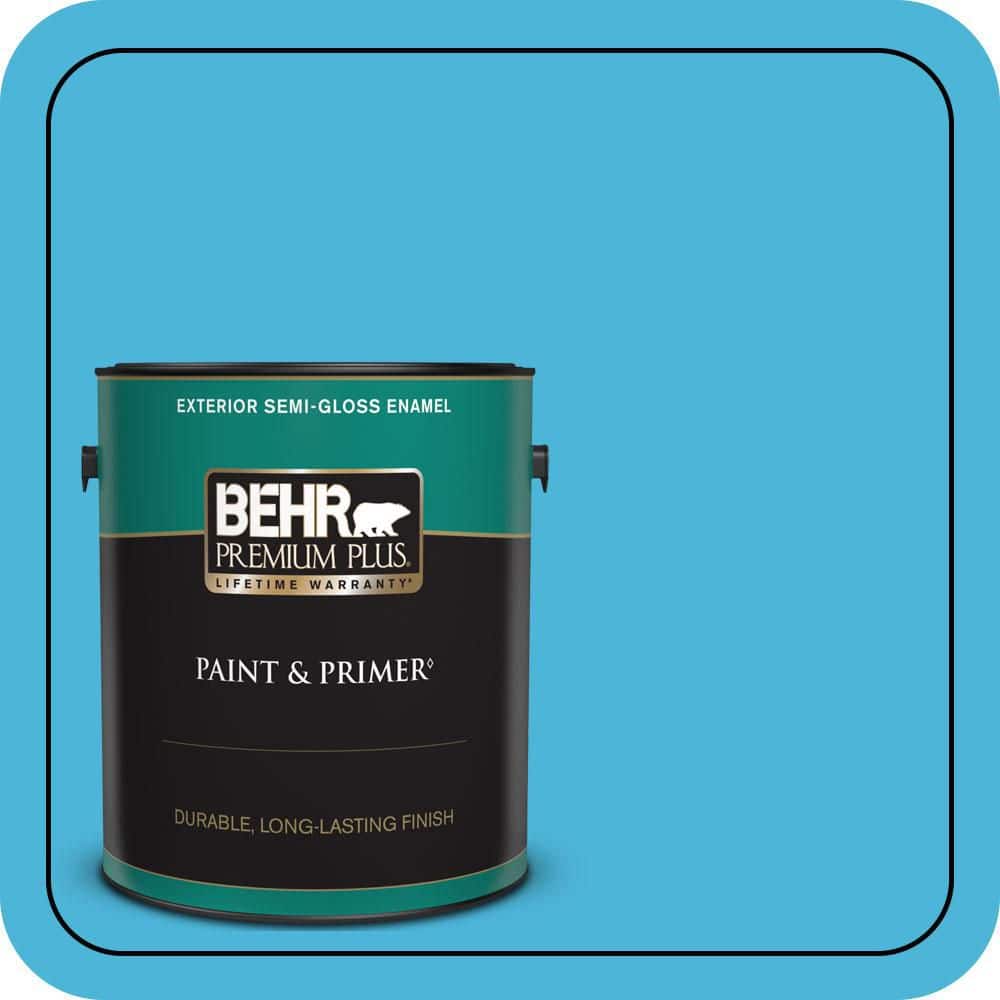 BEHR PREMIUM PLUS 1 gal. #P490-4 Aztec Sky Semi-Gloss Enamel Exterior ...