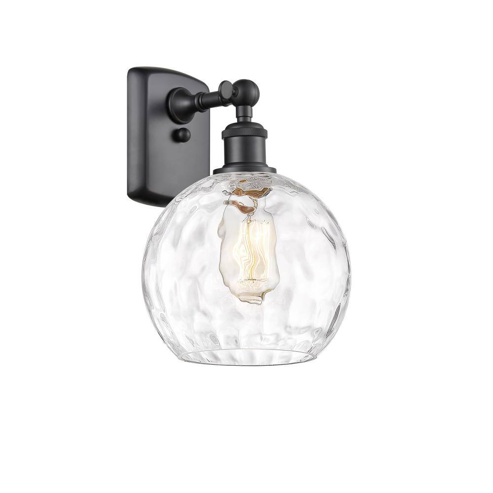 Innovations Athens Water Glass 1-Light Matte Black Wall Sconce with ...