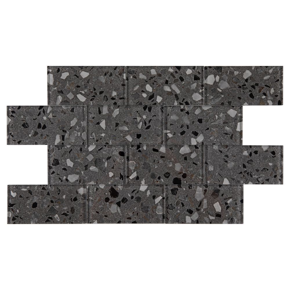 Giorbello Gray Earthstone 3 in. x 6 in. x 8 mm Glass Subway Tile (5 sq ...