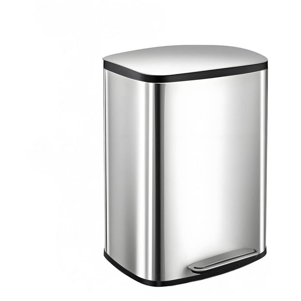13.2 Gal. Silver Stainless Steel Dual-Use Foot Pedal Trash Can with ...