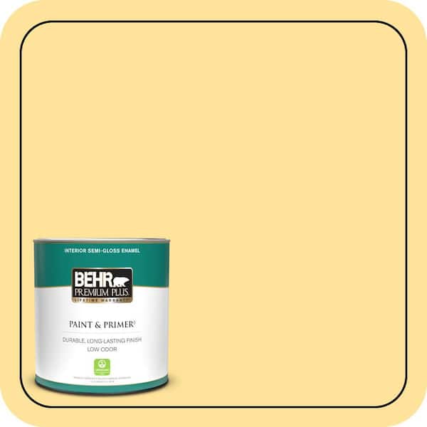 BEHR PREMIUM PLUS 1 qt. #P290-3 Roasted Corn Semi-Gloss Enamel Low Odor ...