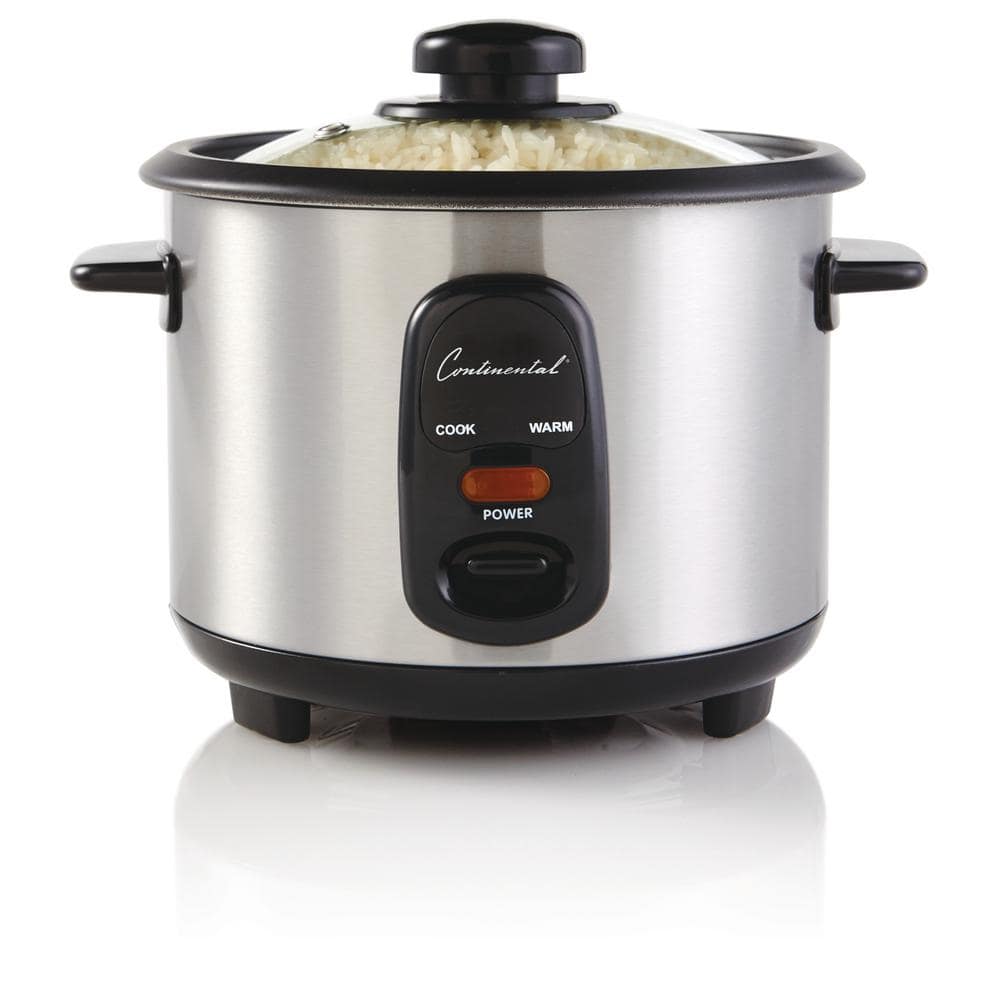 Continental Stainless Steel 6-Cup Rice Cooker with Keep Warm Setting ...