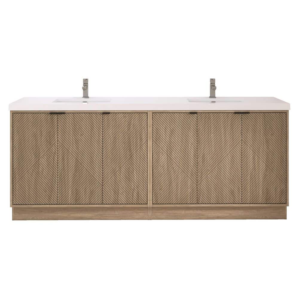 BV Better Vanity Mason 84 in. W x 20 in. D x 35 in. H Double Sink White ...