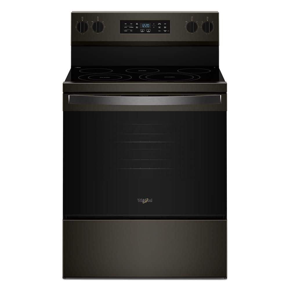 Whirlpool 30 in. 5-Burner Elements Freestanding Electric Range in Black ...