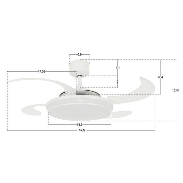 Fanaway Evo2 Endure White Ceiling Fan With Clear Retractable Blades And ...