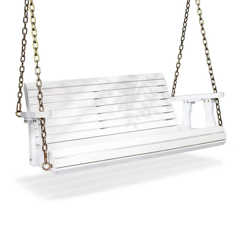 Karl home 2-Person White Wood Porch Swing with Chains 463634447403 ...