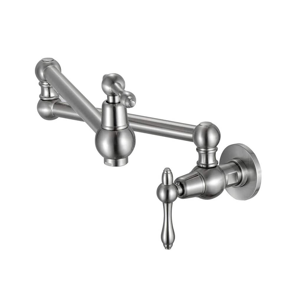 Satico Two Handles Wall Mounted Pot Filler Kitchen Sink Faucet Folding ...