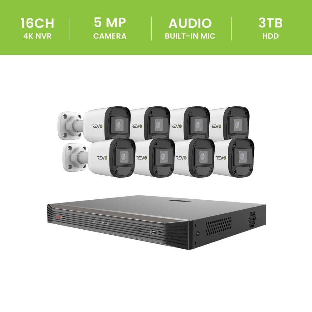 Revo Ultra HD Audio Capable 16-Channel 5MP 3TB NVR Surveillance System ...