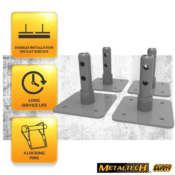 Scaffold Base 5x5 Galvanized Plates - 4 Pack | 1-5/16" OD Silver Base ...