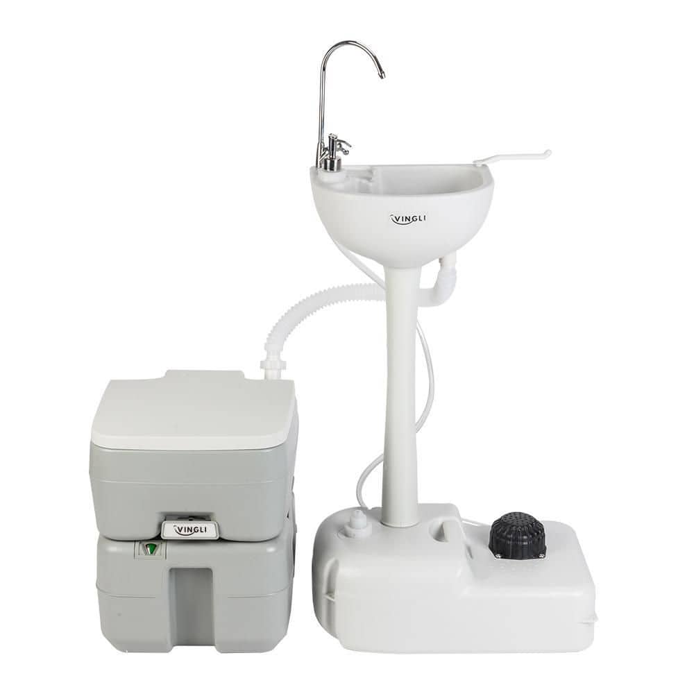 VINGLI Portable Sink Hand Washing Station and 5.3 Gal. Flushing Toile ...