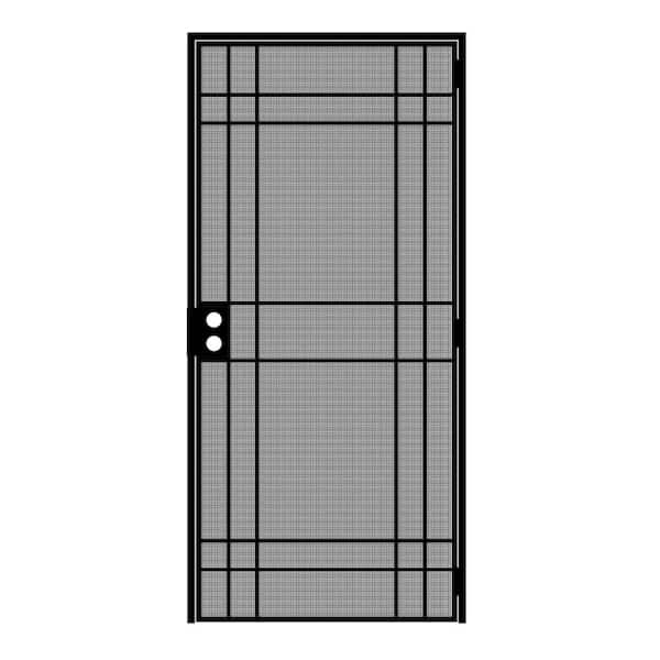 Unique Home Designs Muralla 36 in. x 80 in. Universal/Reversible Black ...