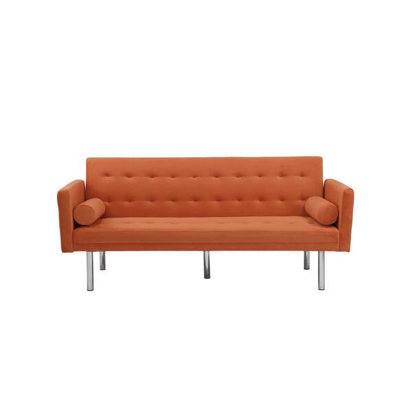 Orange Velvet Futon Sofa Bed CRLW22336753 - The Home Depot