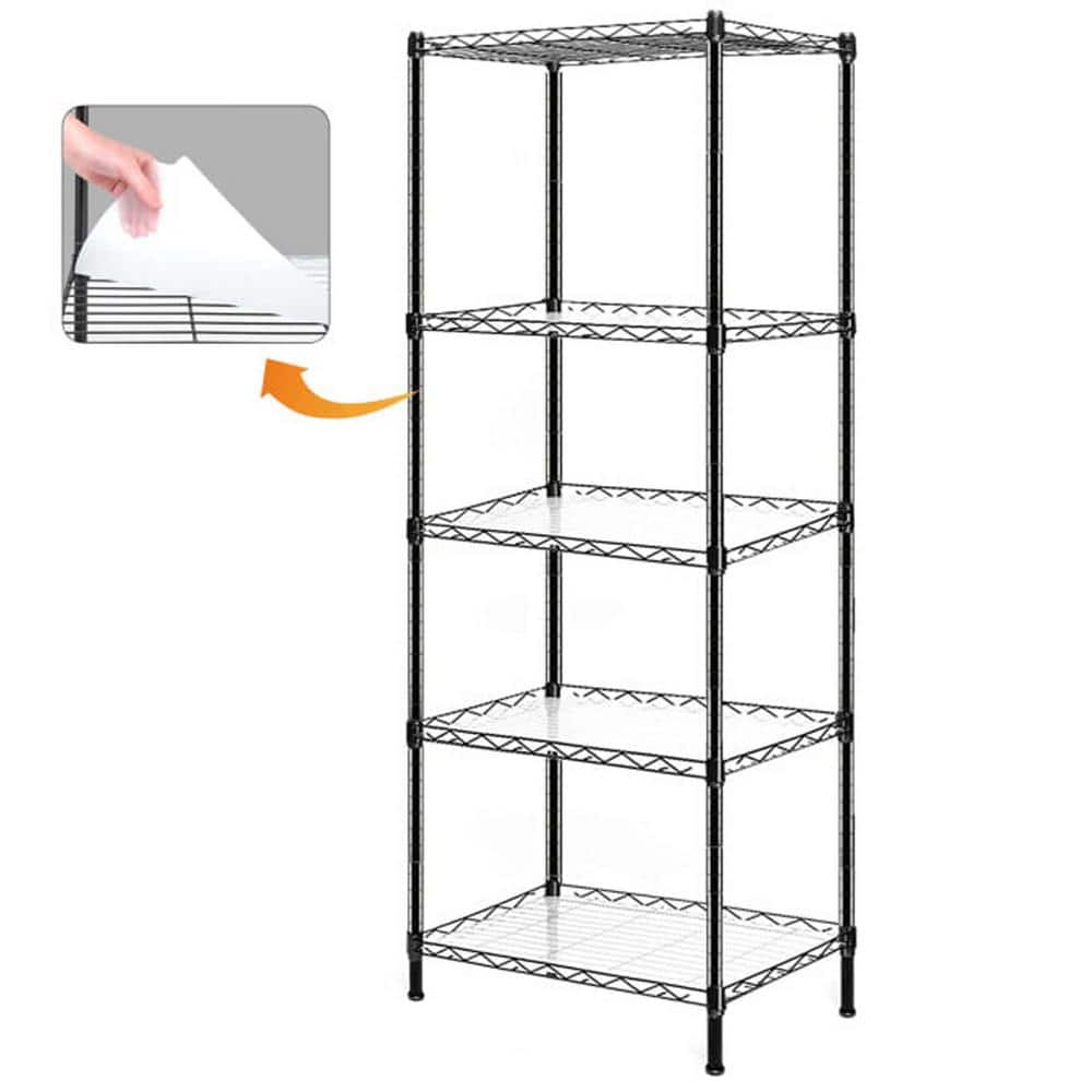 22 in. W x 12 in. D x 59 in. H Black Linen Cabinet 5 Tier Storage Racks ...