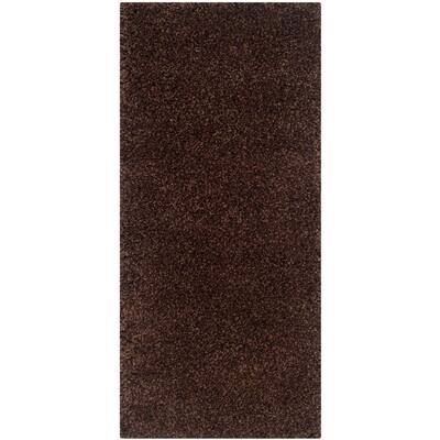 SAFAVIEH California Shag Brown 7 ft. x 7 ft. Square Solid Area Rug ...