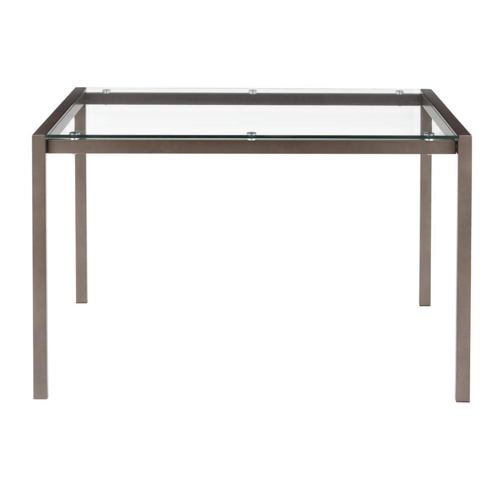 Lumisource Fuji Antique Metal Industrial Dining Table with Clear Glass ...