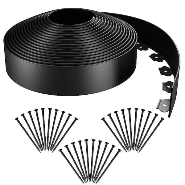 Angel Sar 49 ft. L x 3 in. H Black Plastic Landscape No-Dig Edging Kit ...