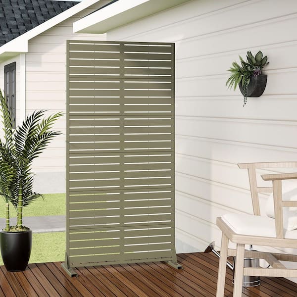 72 in. x 35 in. Outdoor Metal Privacy Screen Garden Fence in Louver ...