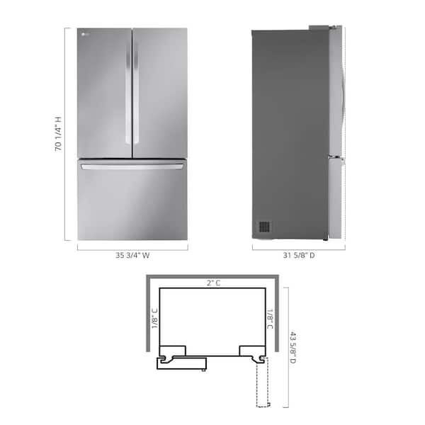 LG 27 cu. ft. Smart Counter-Depth MAX French Door Refrigerator with ...