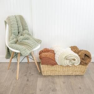 DONNA SHARP Plush Knit Ivory Polyester Throw Blanket Y00122 - The Home ...