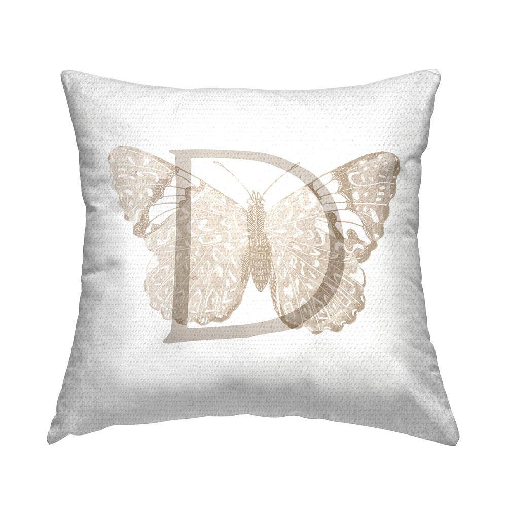 Stupell Industries Butterfly Letter D Square Outdoor Throw Pillow pld ...