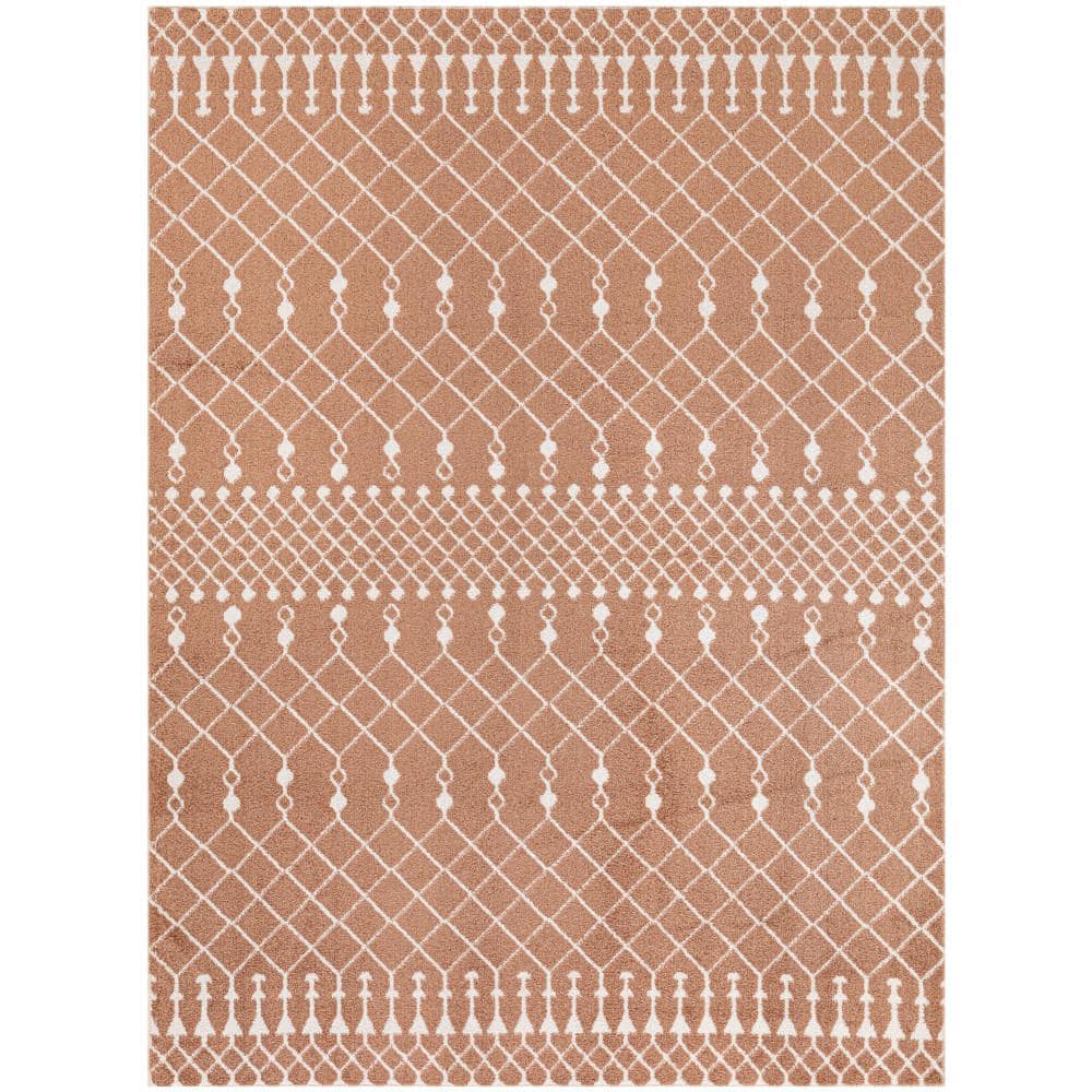 Nourison Astra Machine Washable Copper 5 ft. x 7 ft. Moroccan ...