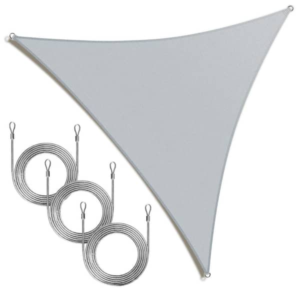 AMGO 16 ft. x 16 ft. x 16 ft. Triangle Sun Shade Sail with Rope-Gray AR ...
