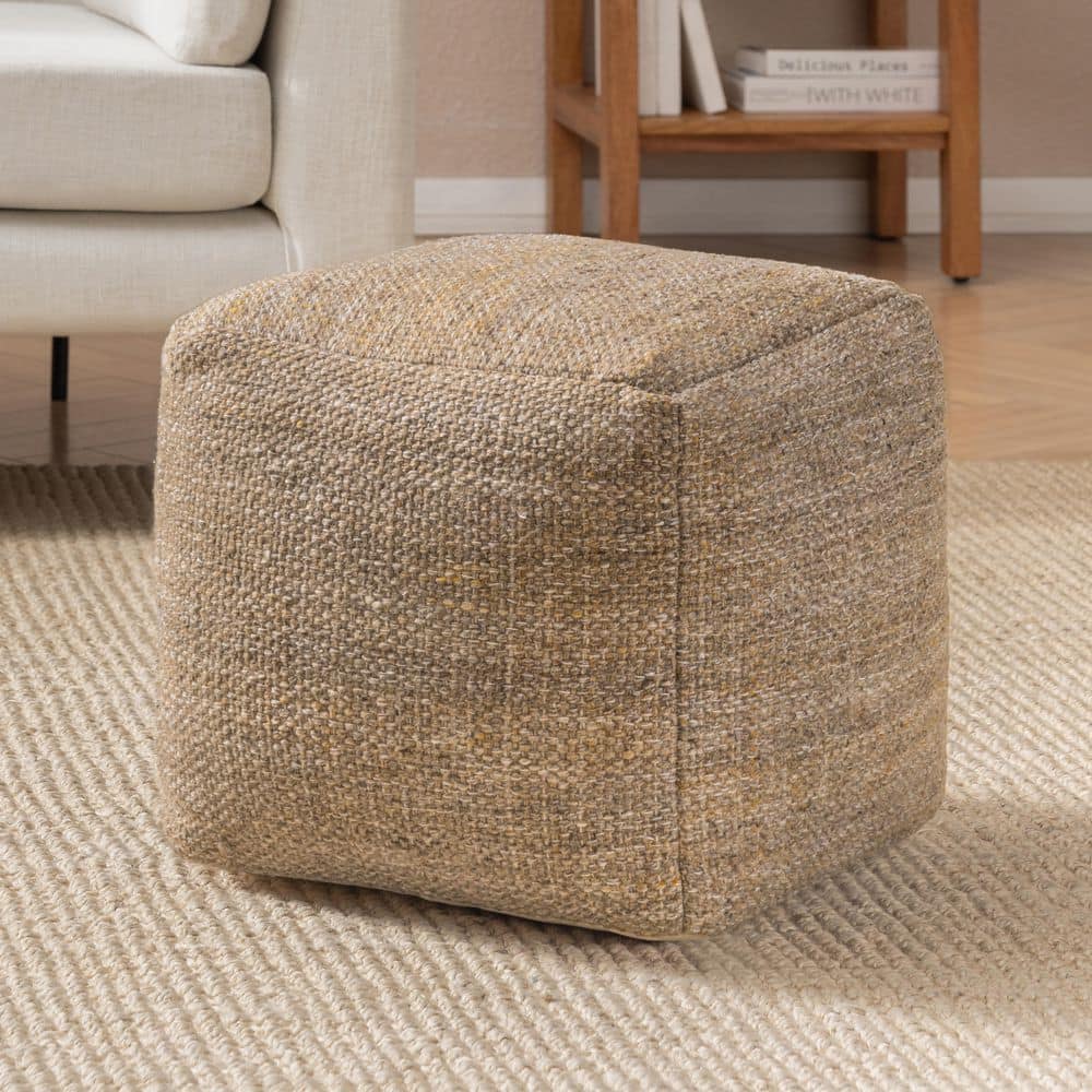 Anji Mountain Elara 16' Dark Brown Rectangular Upholstered Pouf Ottoman ...