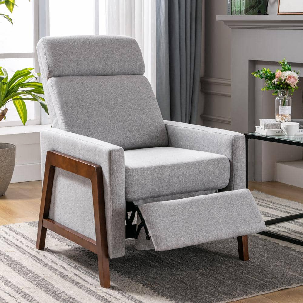 Merax Wood Frame Gray Linen Recliner with Adjustable Backrest YJH019AAE ...