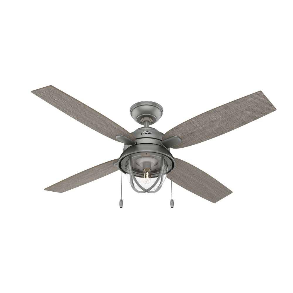 Hunter Barnes Bay 52 in. Indoor/Outdoor Matte Silver LED Ceiling Fan ...