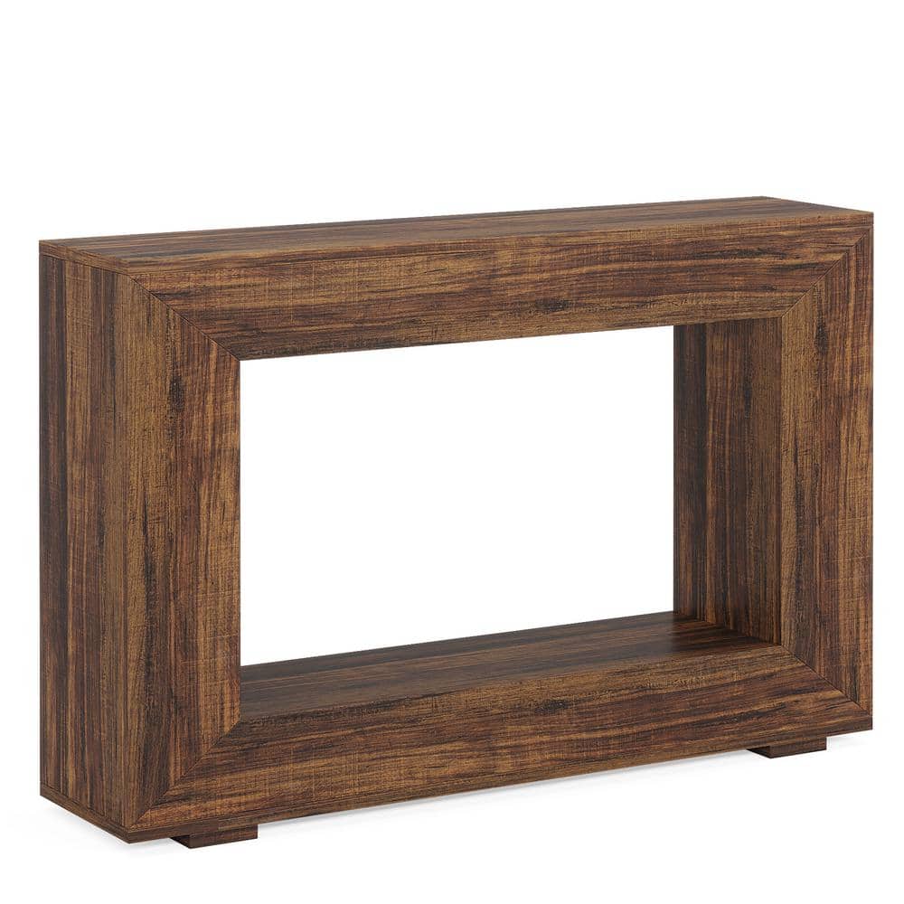 BYBLIGHT 47 in. Rustic Wood Finish Rectangle MDF Console Table with ...