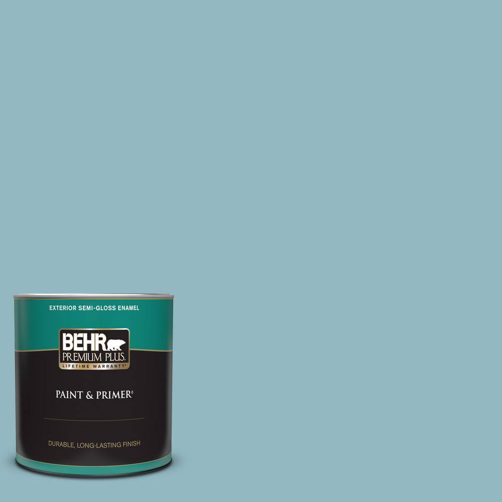 BEHR PREMIUM PLUS 1 qt. #PPU13-09 Tahoe Blue Semi-Gloss Enamel Exterior ...