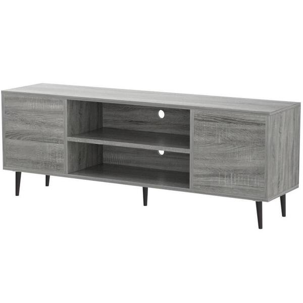 LACOO 58 in. Modern Simplicity TV Stand Washed Gray Media Console Fits ...