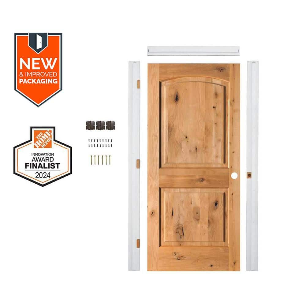 Krosswood Doors Assembly Required 28 in. x 80 in. Arch Top Knotty Alder ...
