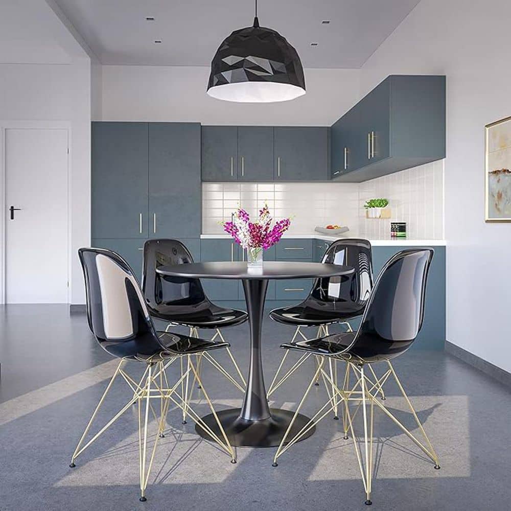 HOME IMPORTS EMPORIUM Black Color Molded Side Chair with Gold Base ...