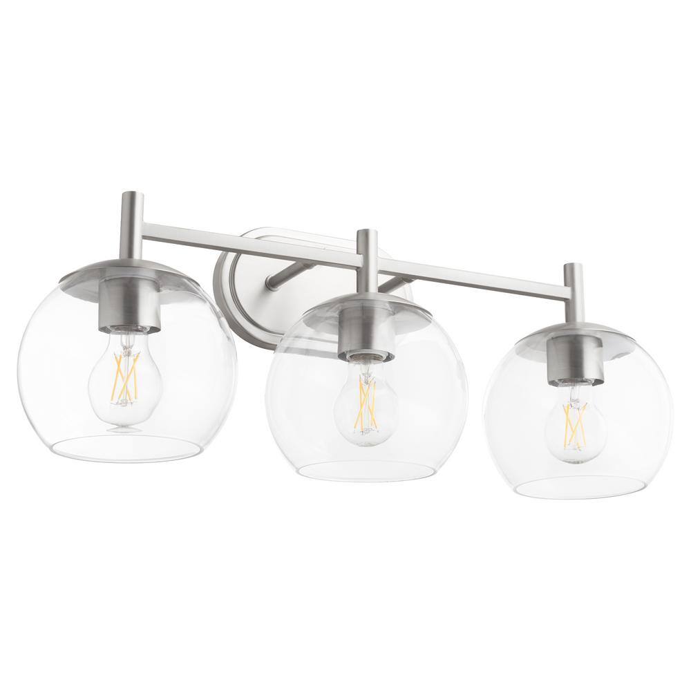 Quorum International Lyon 3-Light - 100-Watt Medium Lamp Base Light Vanity 24 in. width with 3 ...