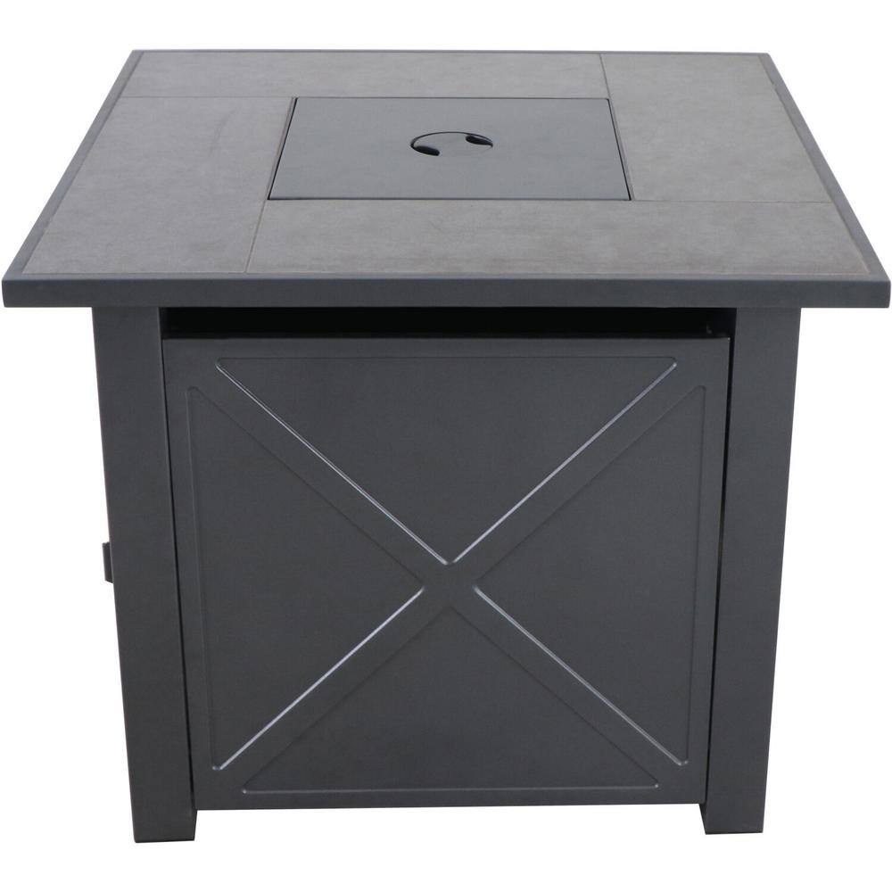 Hanover Naples 40,000 BTU Tile-Top Gas Fire Pit Table with Burner Cover ...