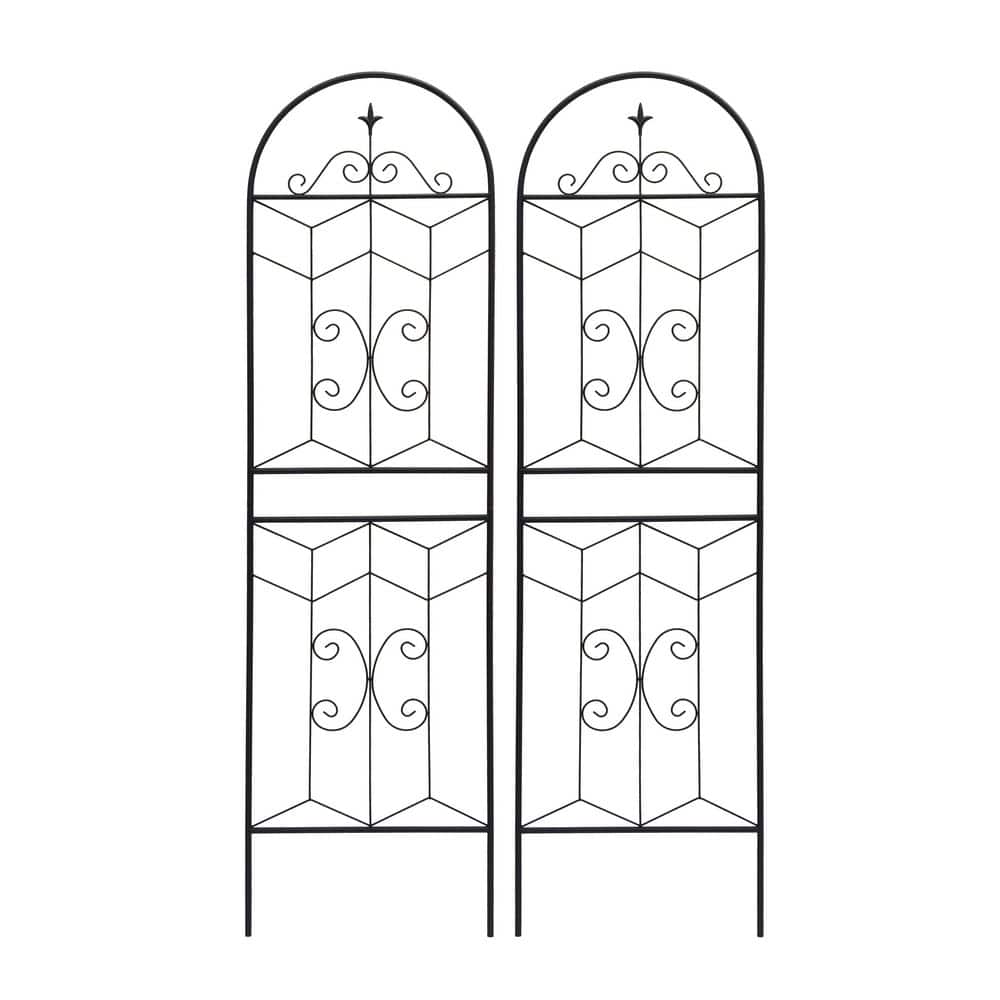 Cesicia Black 71 in. x 19.7 in. 2-Pack Metal Garden Trellis Arbor for Climbing Plants Outdoor ...