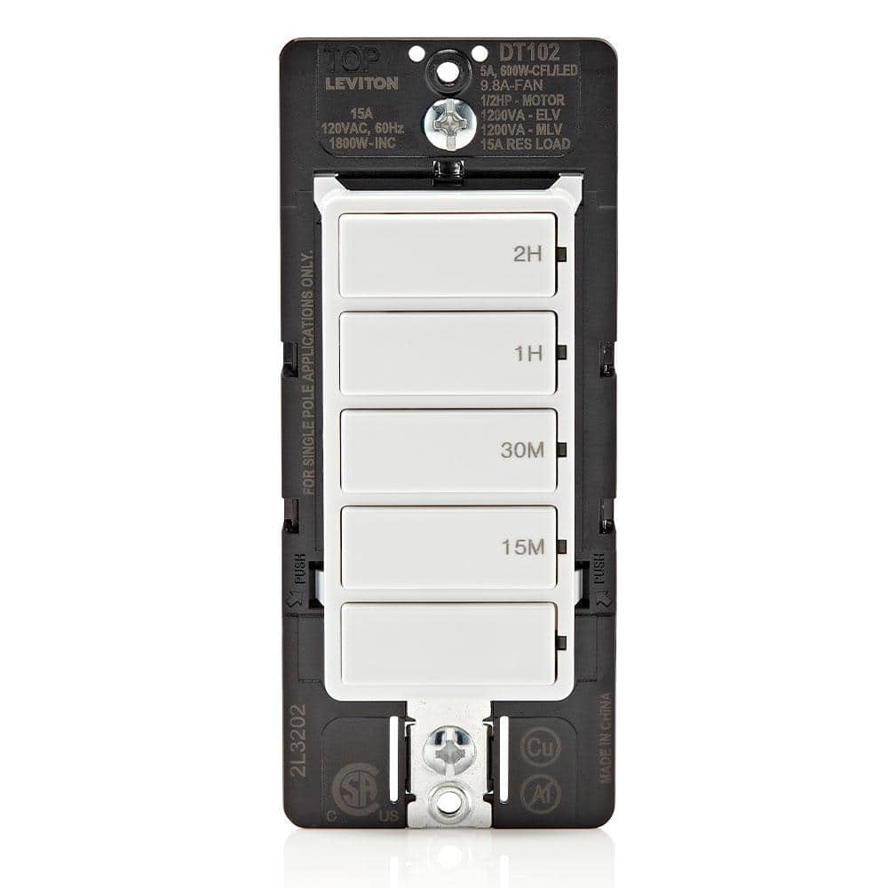 Leviton Decora 15 Amp 2-Hour Indoor In-Wall Timer Switch, 1/2 HP/9.8 ...