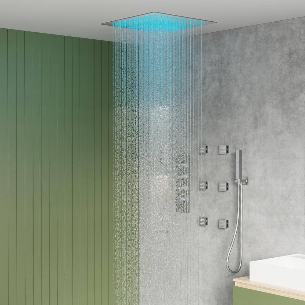 Reviews for CRANACH Thermostatic 7-Spray 20 in. Ceiling Mount Squre LED ...