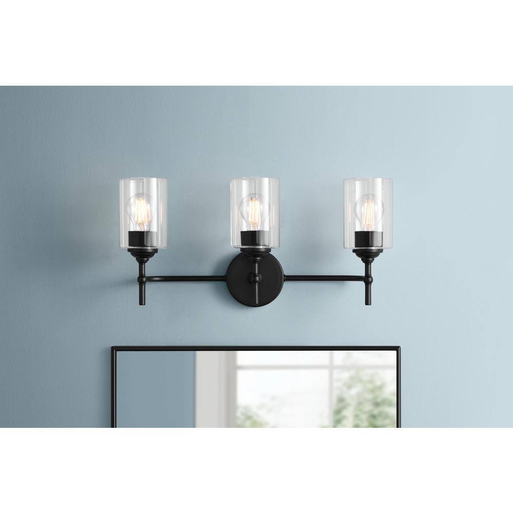 Home Decorators Collection Ayelen 22 in. W 3-Lights Black Vanity Light ...