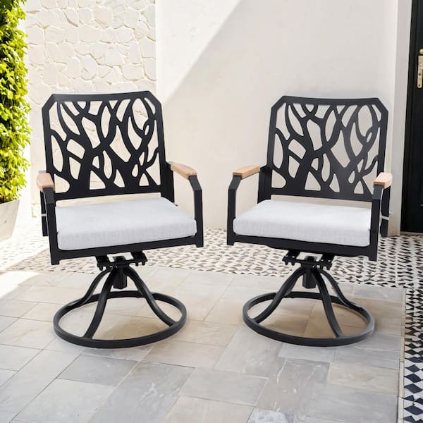 Bourbon Brown Aluminum Outdoor Rocking Chair Patio Swivel Chair with ...