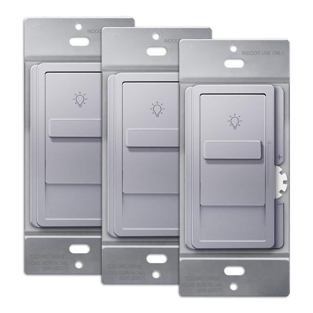 TOPGREENER Kalide 200-Watt Single Pole Slide Dimmer Light Switch, No ...