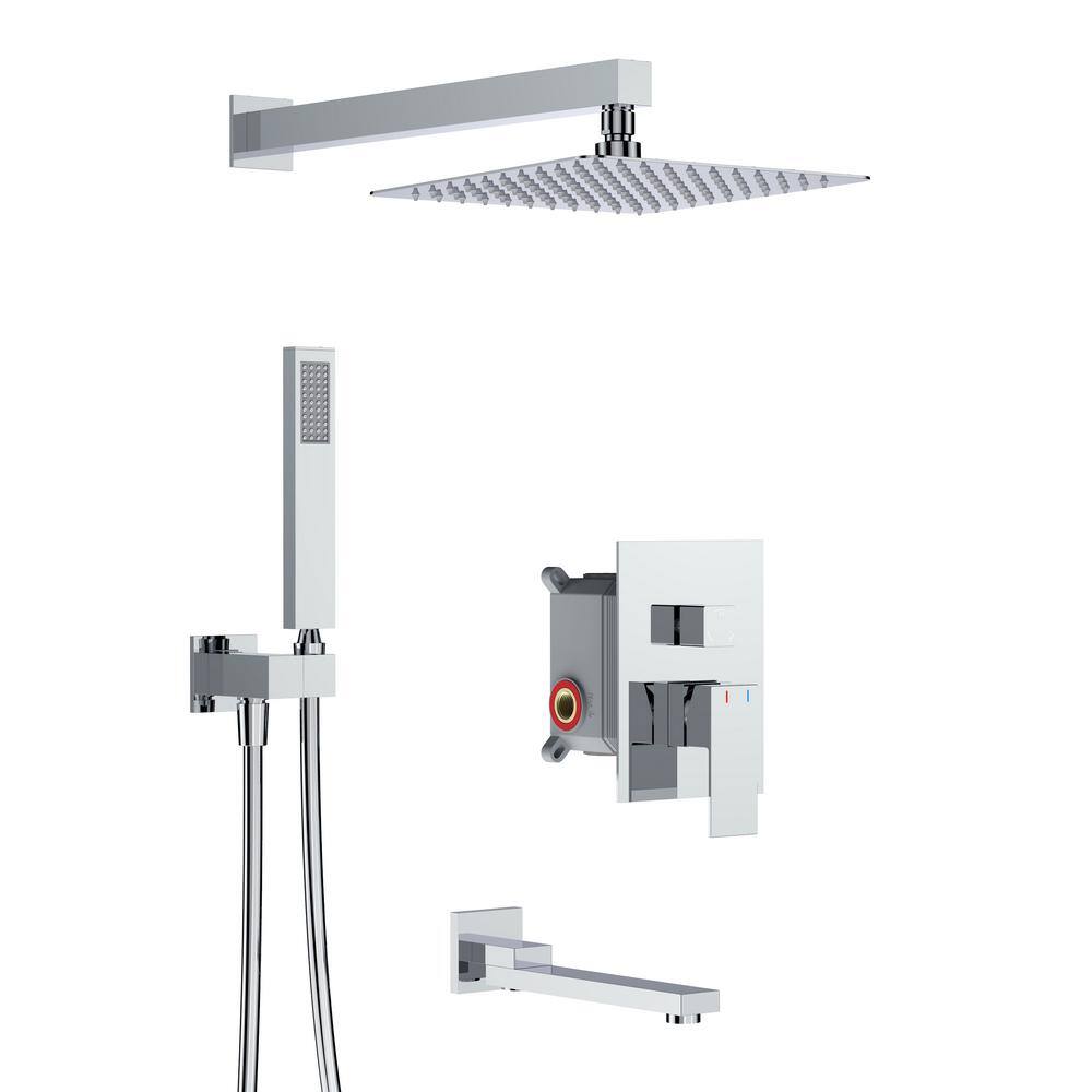 INSTER AIM 1-Spray 12 in. Dual Wall Mount Fixed and Handheld Shower ...