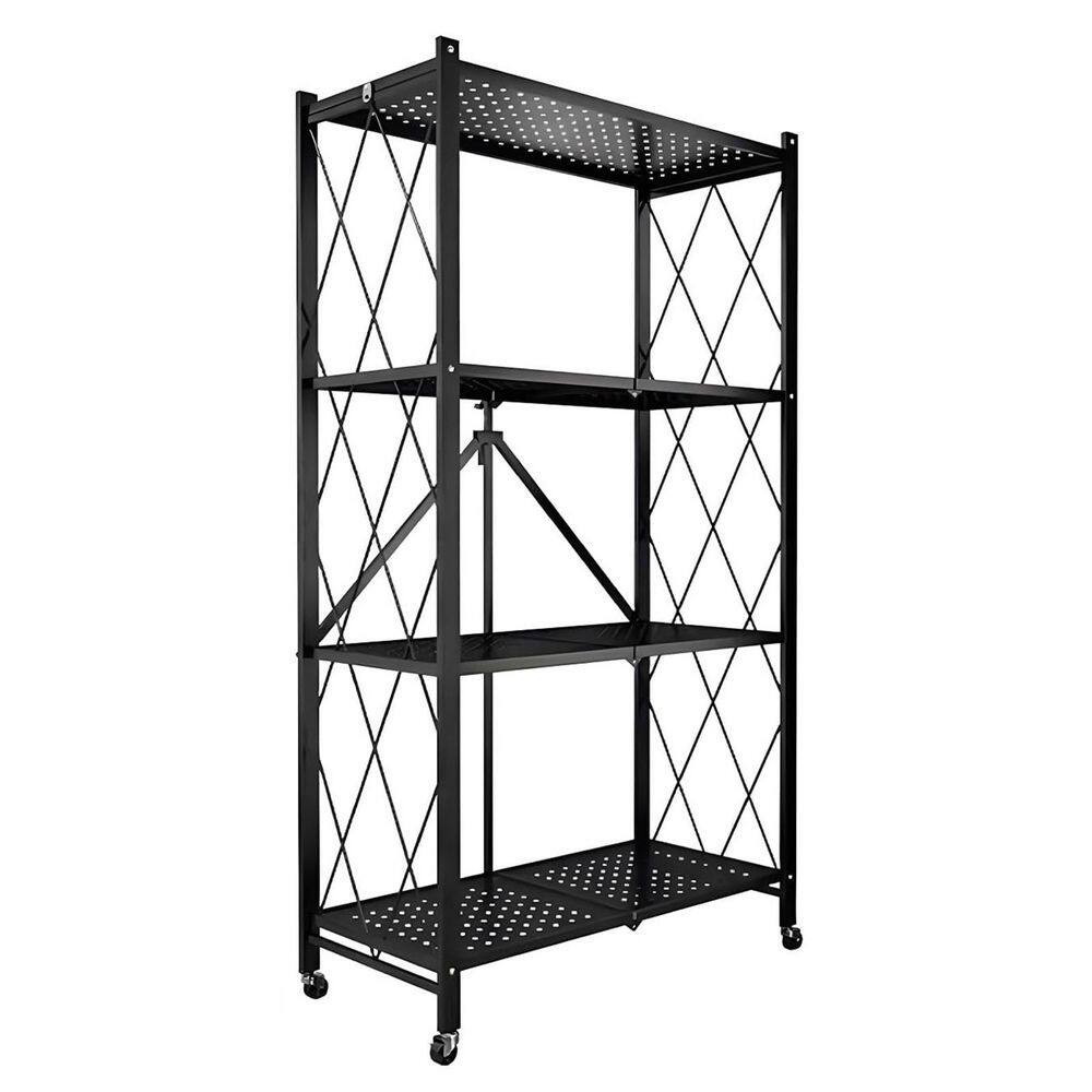 Anqtovp 28in W x 13in D x 48in H Black Assembled Foldable Metal ...