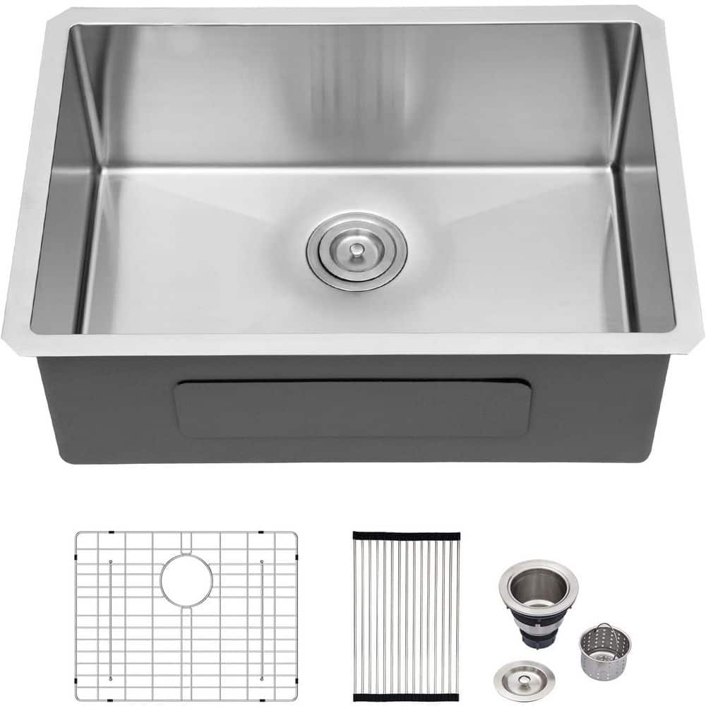 Logmey 23 in. Undermount Kitchen Sink Single Bowl 16-Guage Stainless ...