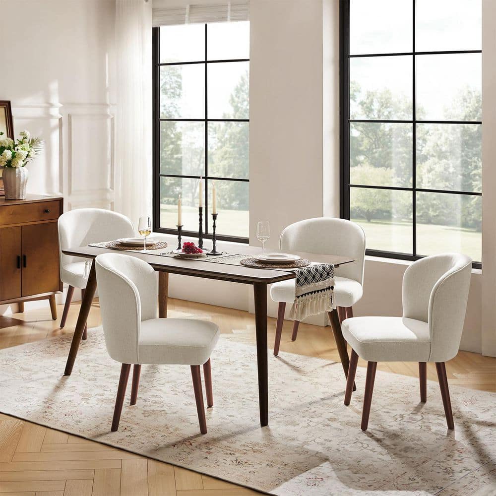 JAYDEN CREATION Bblythe Linen Mid-Century Polyester Upholstered Dining ...