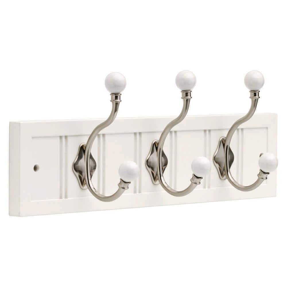 Liberty Kendra 18 in. Flat White and Satin Nickel Hook Rack R35216-WSN ...